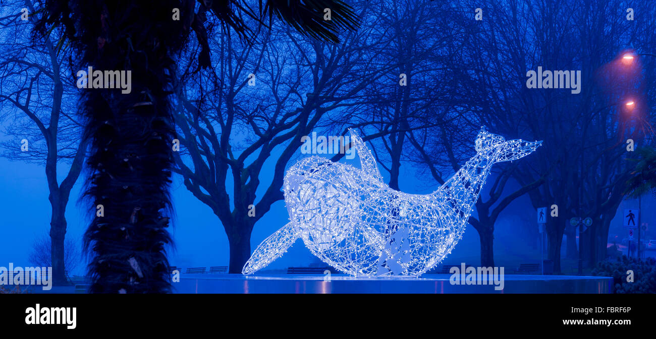 Killer whale, orca light installation, Lumiere Festival, Morton Park ...