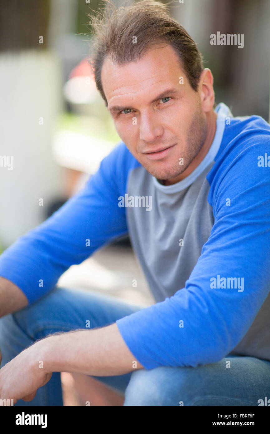 Pensive man portrait Stock Photo - Alamy