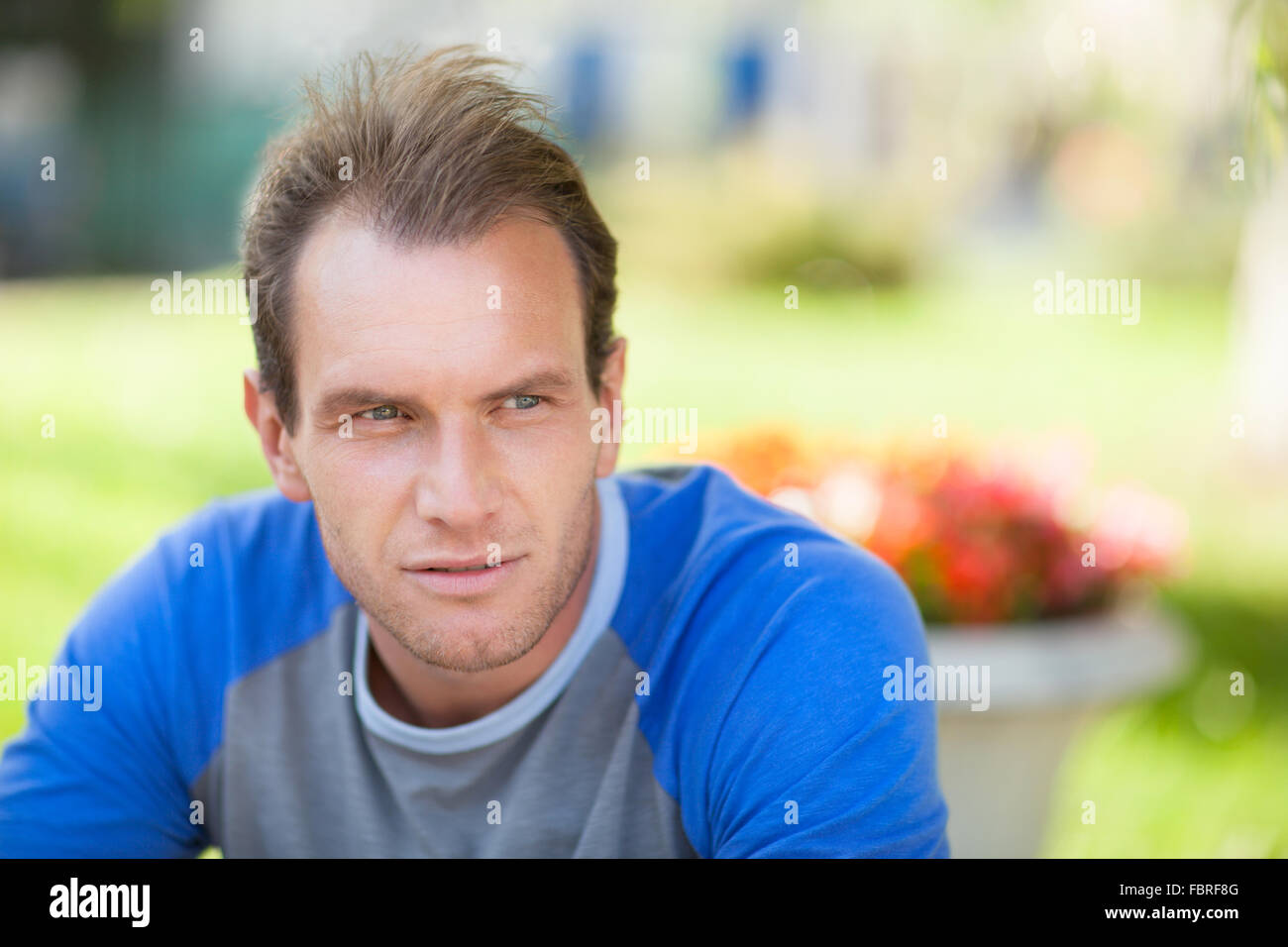 Pensive man portrait Stock Photo - Alamy