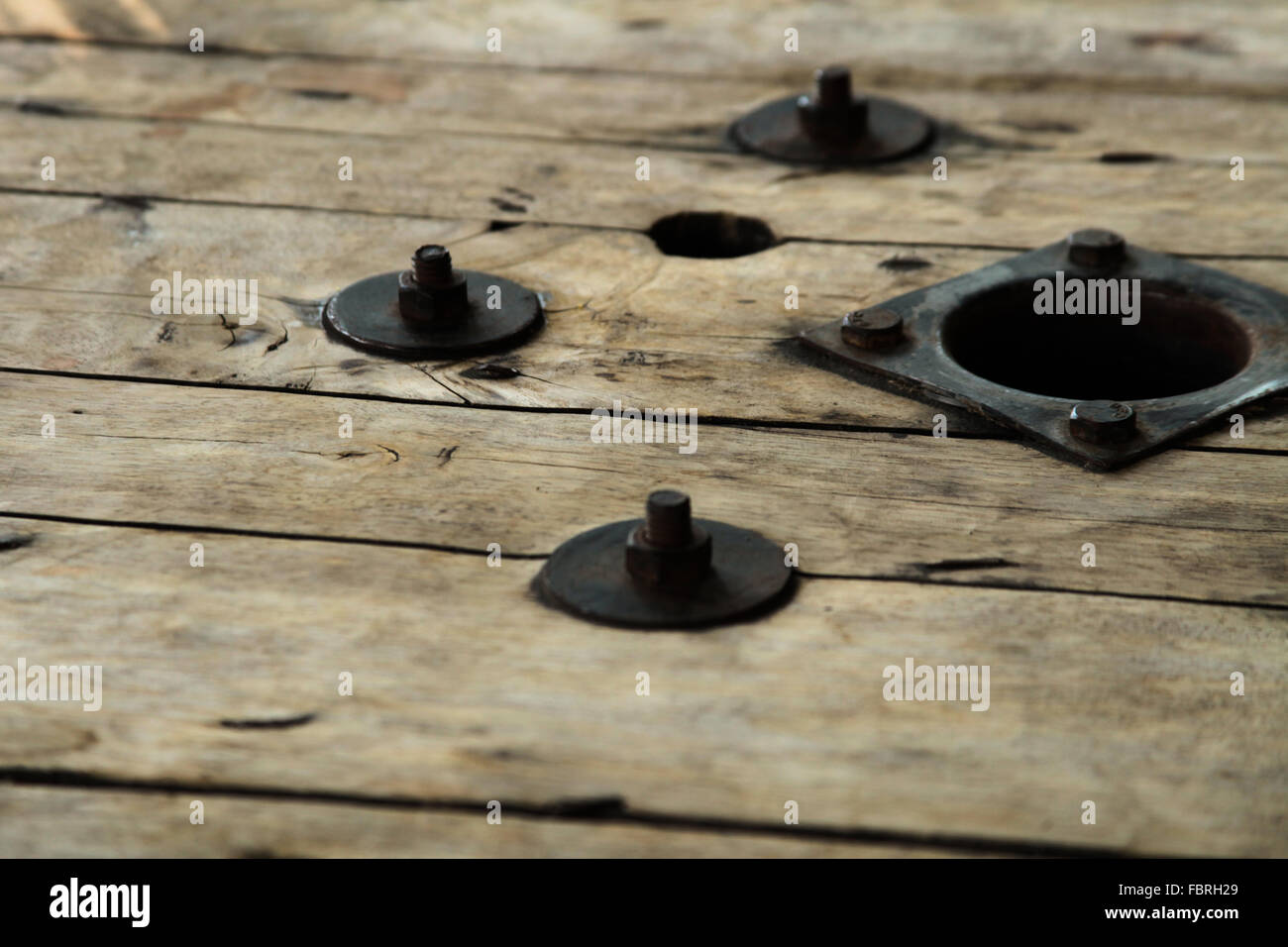 Chiang Mai, Thailand, 2016. Reused wooden cable roll used as a table in ...