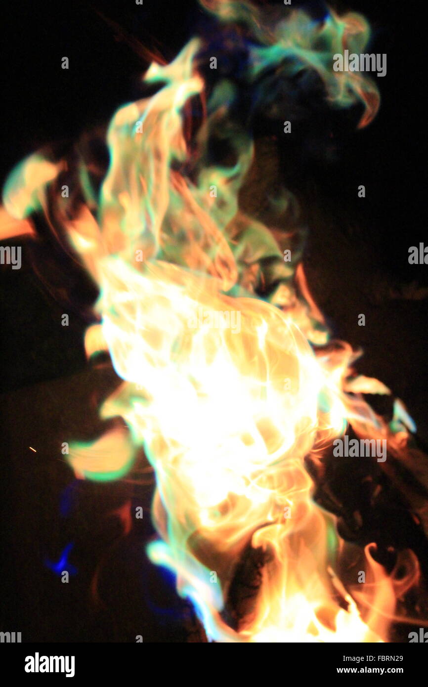 Fire with Colorful Blue and Red Flames Stock Photo - Alamy