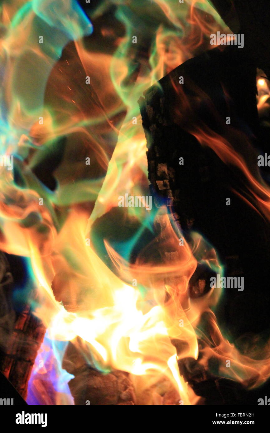 Fire with Colorful Blue and Red Flames Stock Photo - Alamy