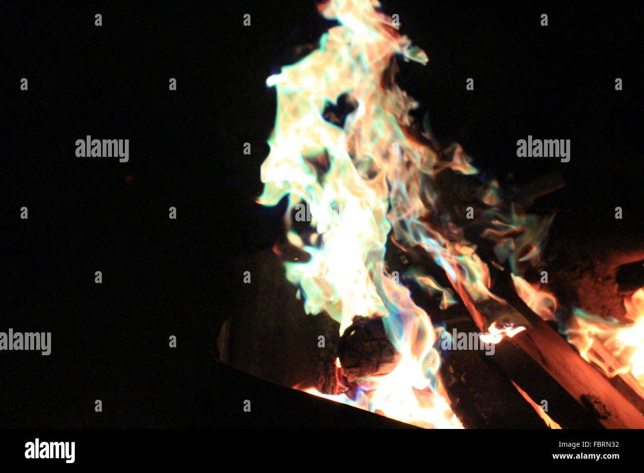 Fire with Colorful Blue and Red Flames Stock Photo - Alamy
