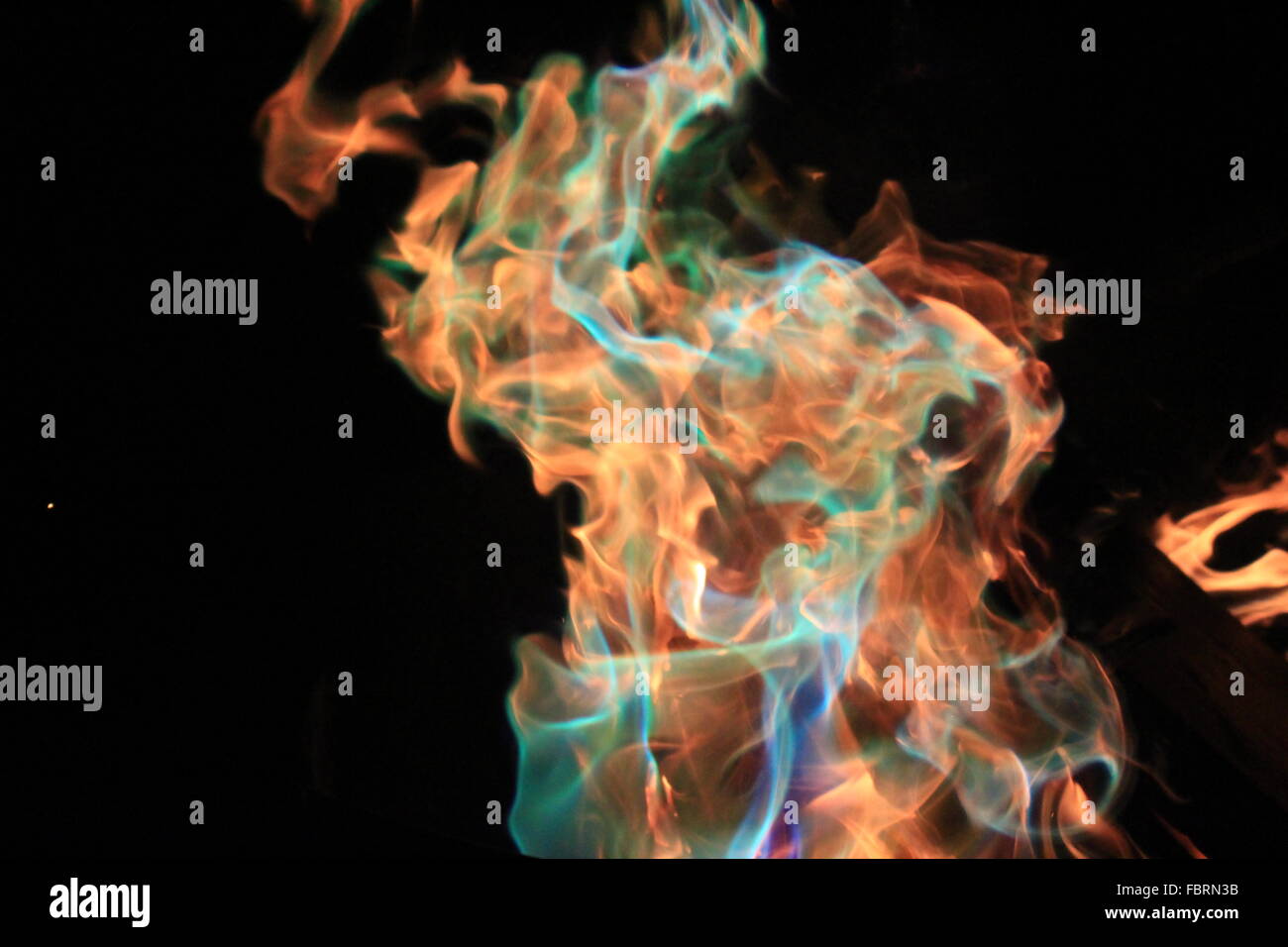 Fire with Colorful Blue and Red Flames Stock Photo - Alamy