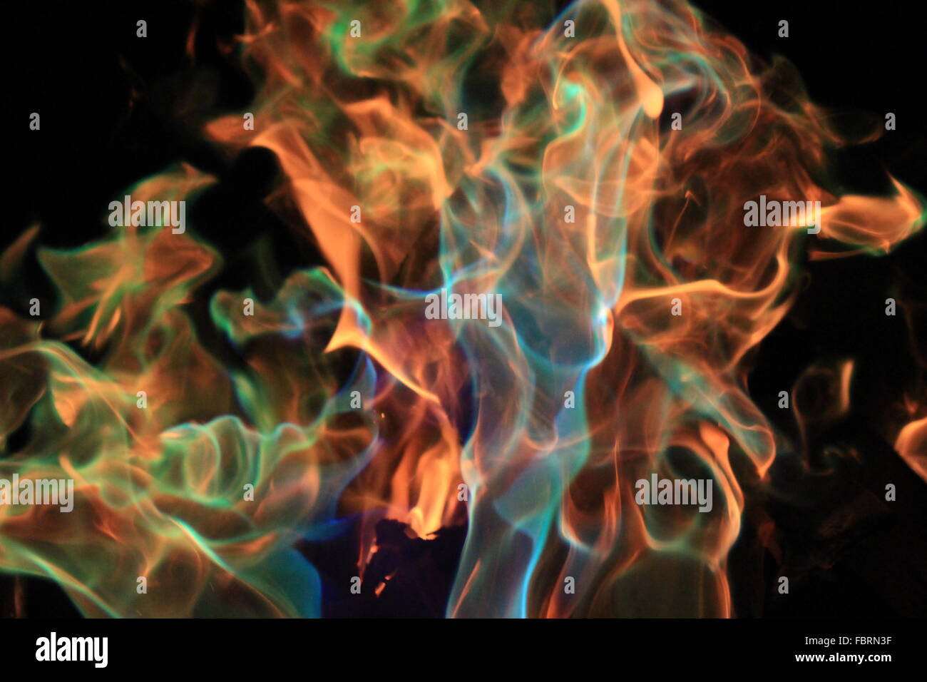 Fire with Colorful Blue and Red Flames Stock Photo - Alamy