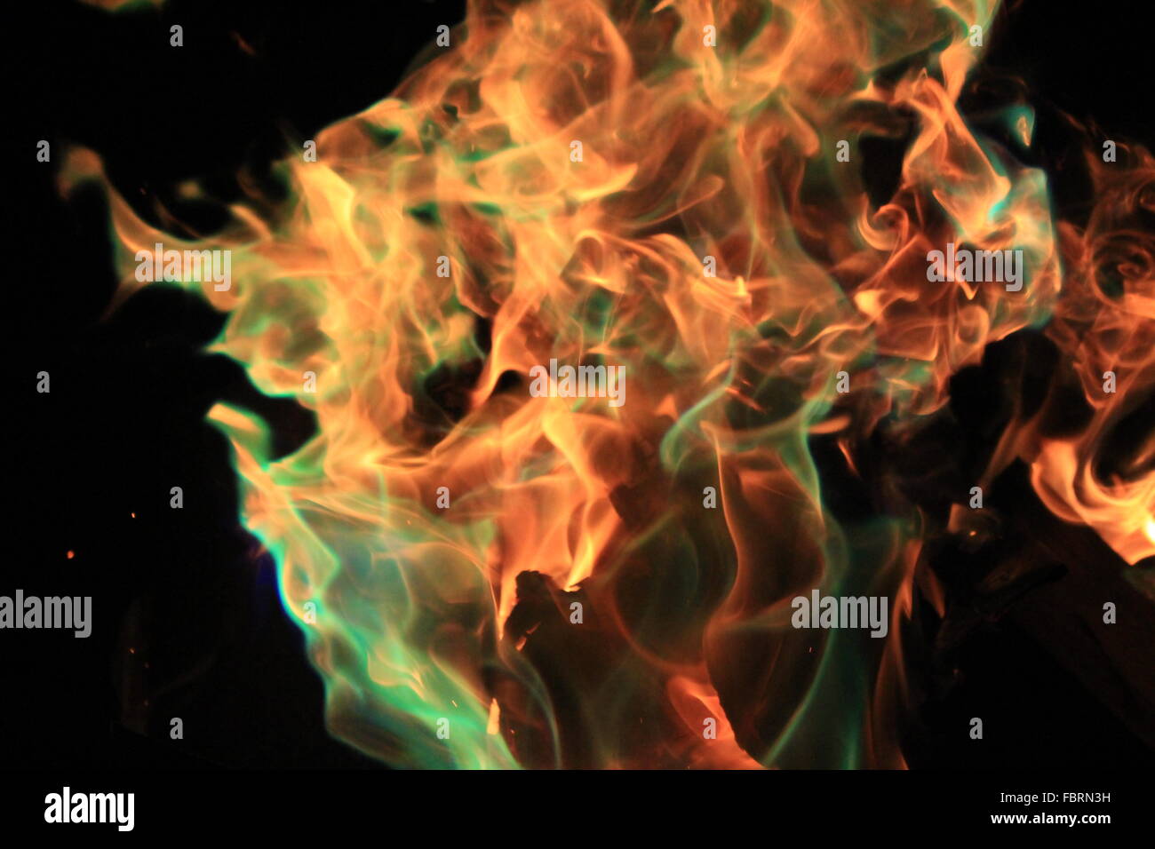 Fire with Colorful Blue and Red Flames Stock Photo - Alamy