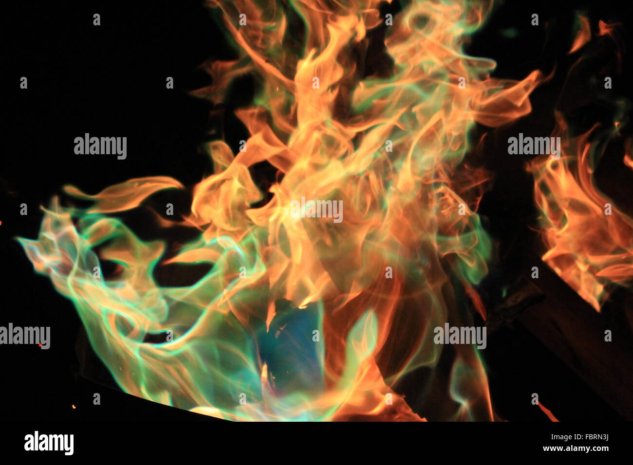 Fire with Colorful Flames Stock Photo - Alamy