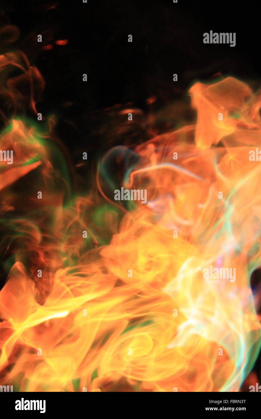 Fire with Colorful Flames Stock Photo - Alamy