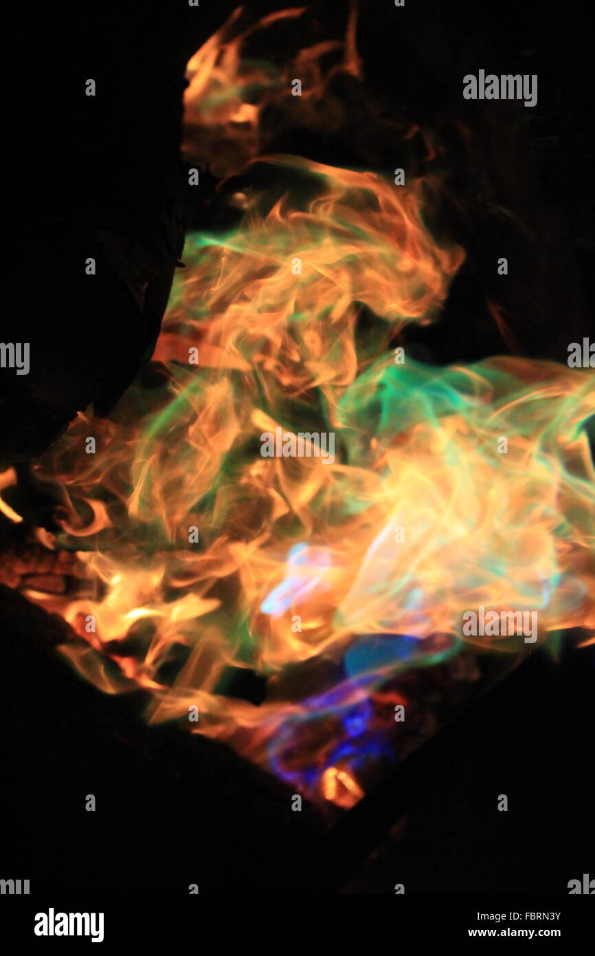 Fire with Colorful Flames Stock Photo - Alamy