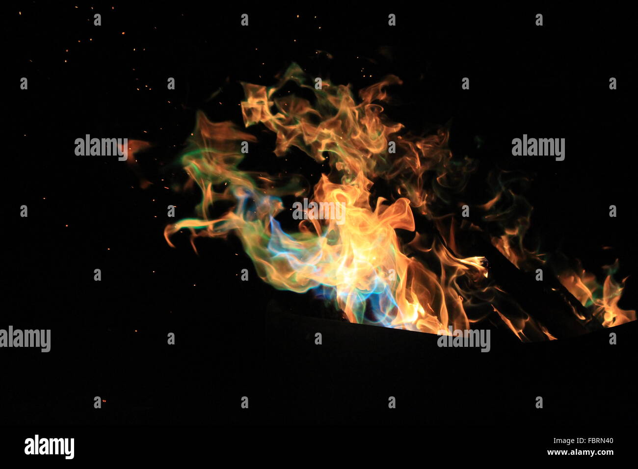 Fire with Colorful Flames Stock Photo - Alamy