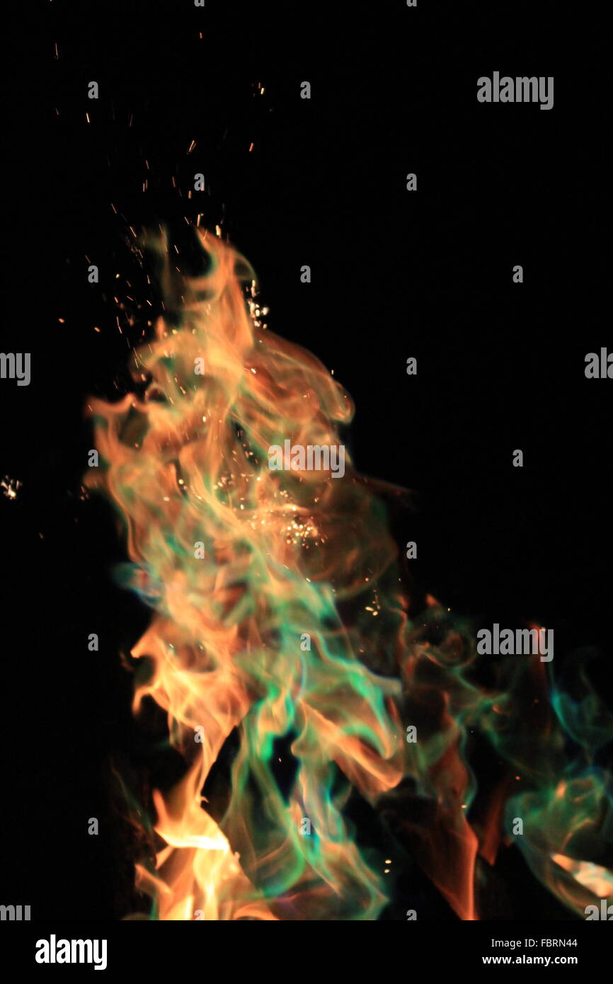 Fire with Colorful Flames Stock Photo - Alamy