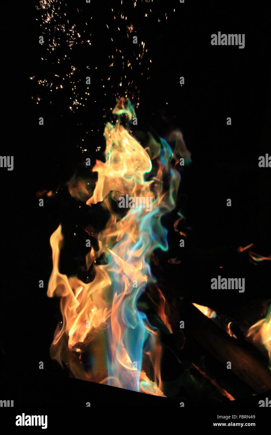 Fire with Colorful Flames Stock Photo - Alamy