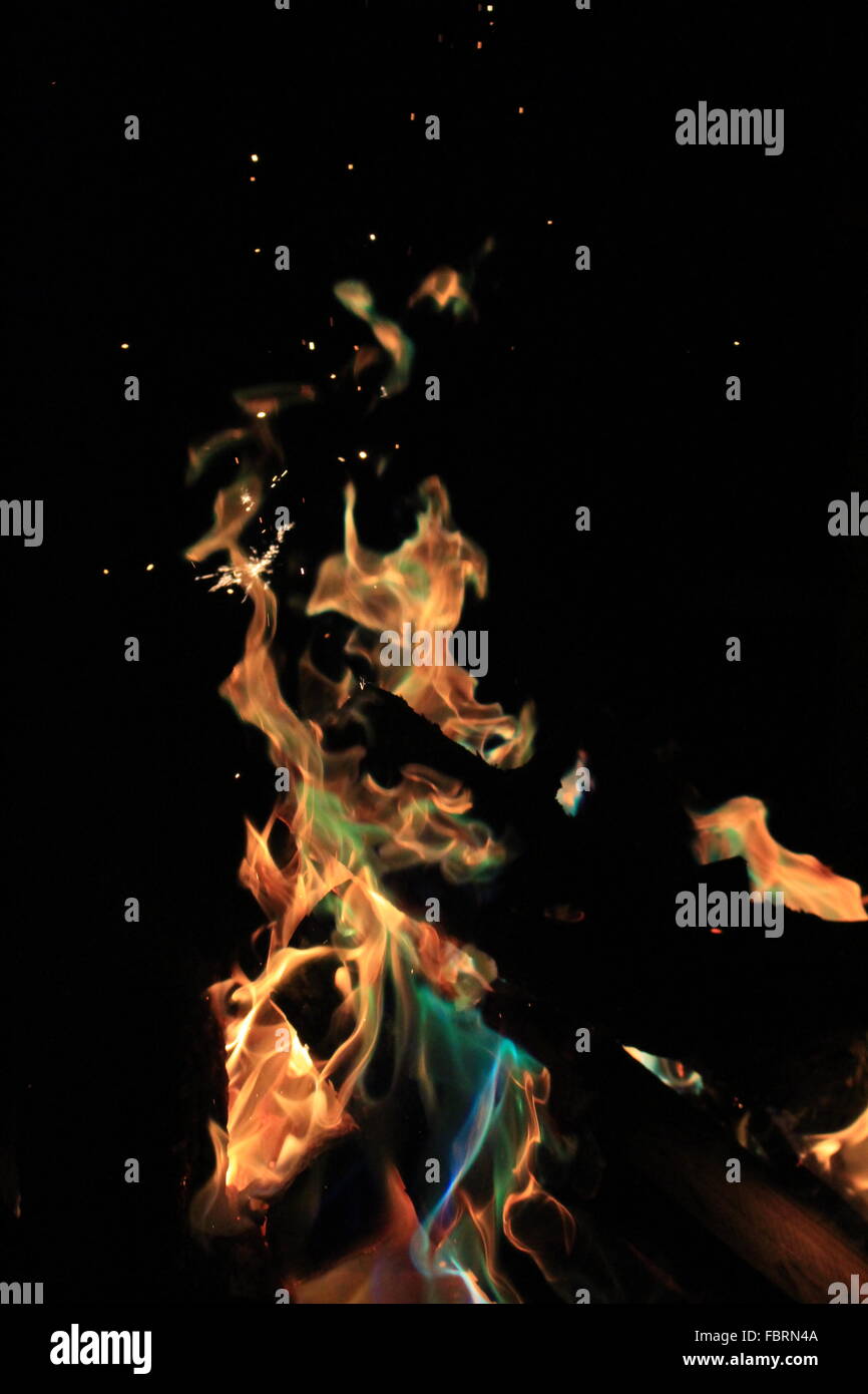 Fire with Colorful Flames Stock Photo - Alamy