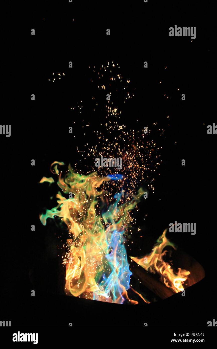 Fire with Colorful Flames Stock Photo - Alamy