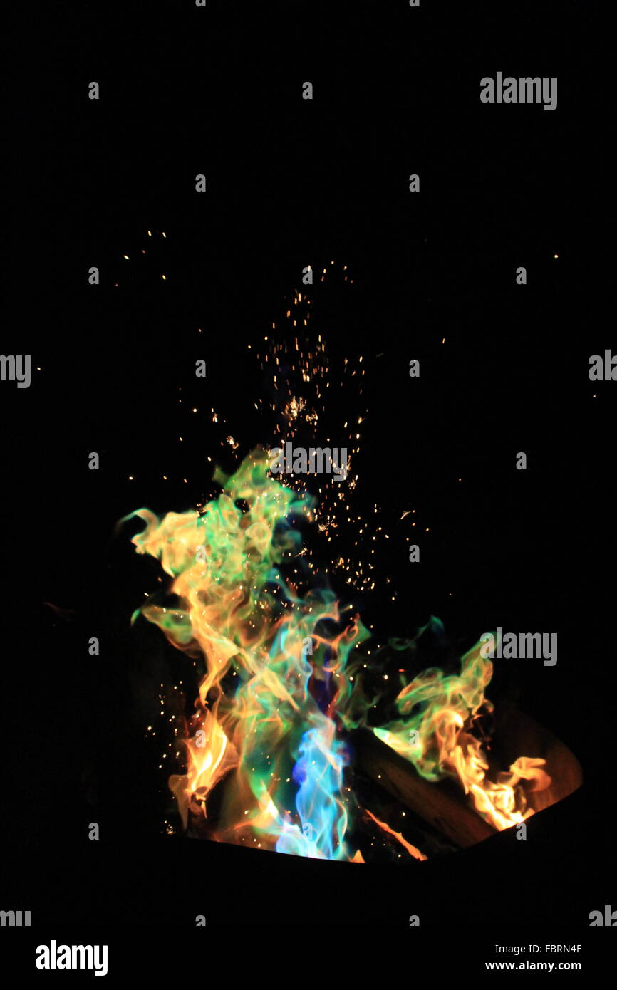 Fire with Colorful Flames Stock Photo - Alamy