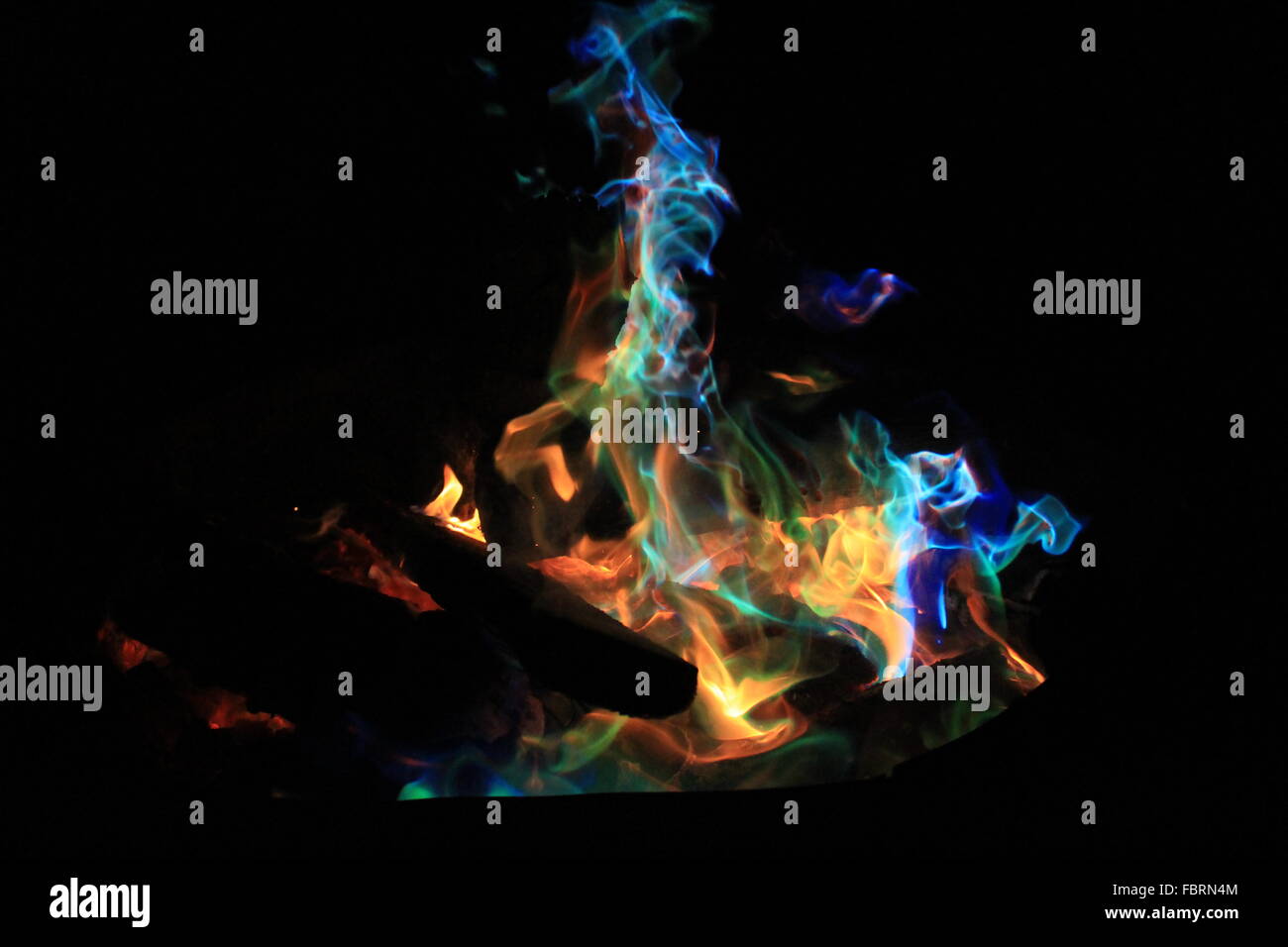 Fire with Colorful Flames Stock Photo - Alamy