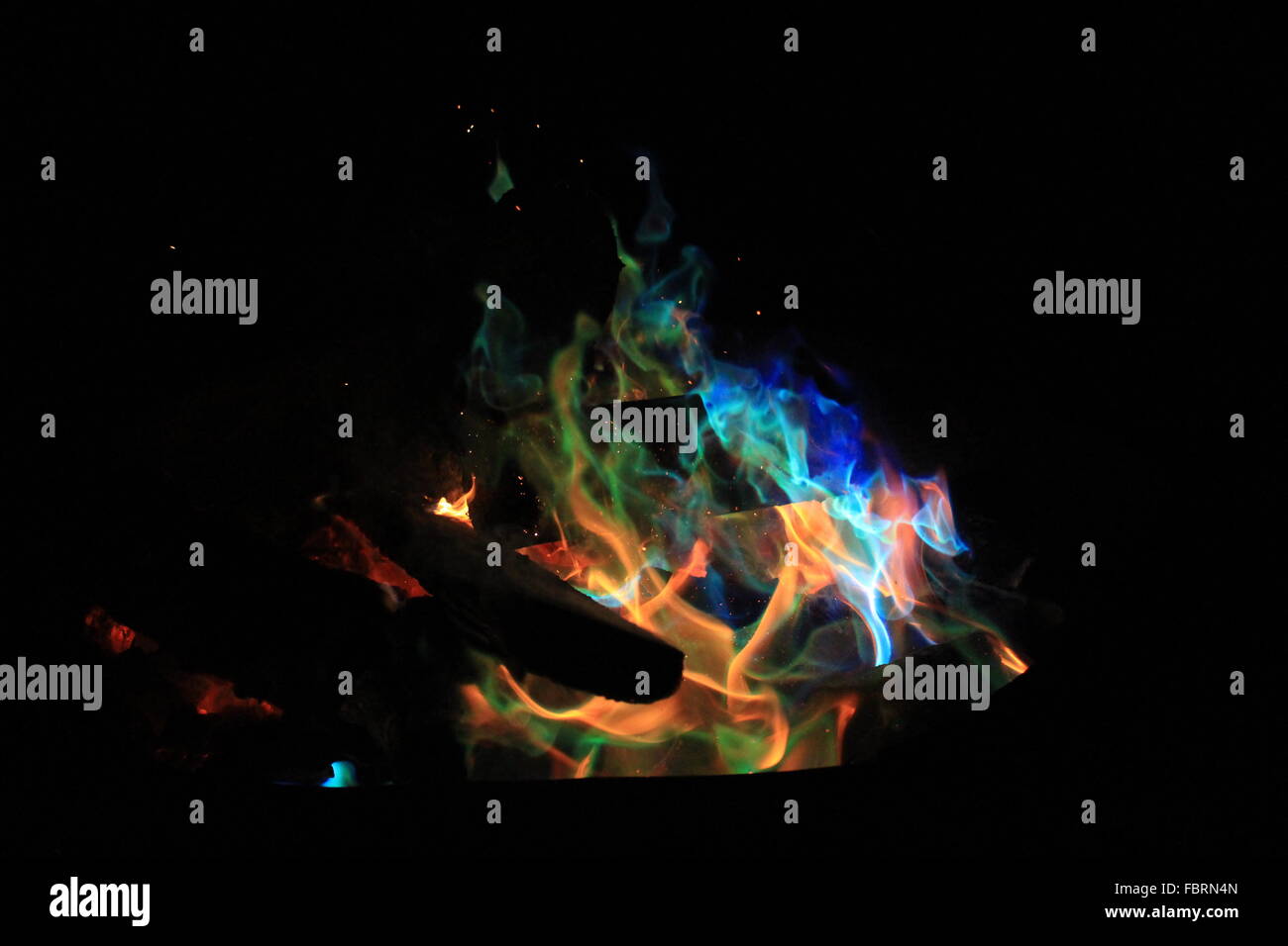 Fire with Colorful Flames Stock Photo - Alamy