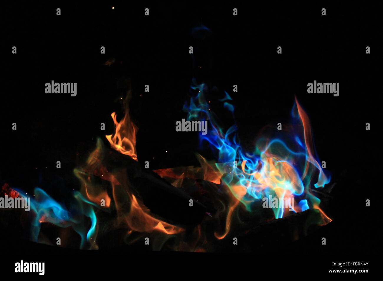 Fire with Colorful Flames Stock Photo - Alamy