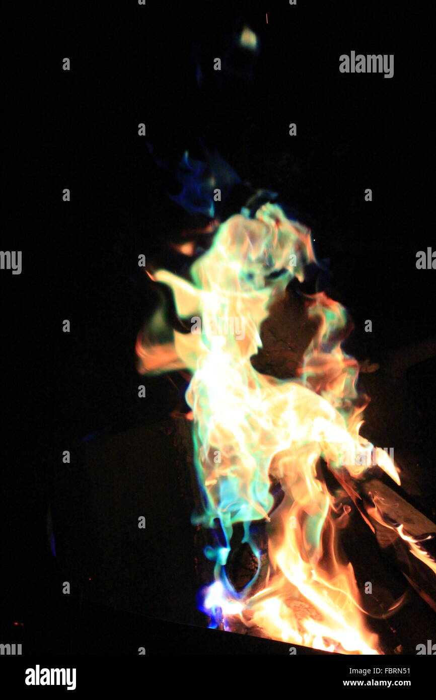 Fire with Colorful Flames Stock Photo - Alamy