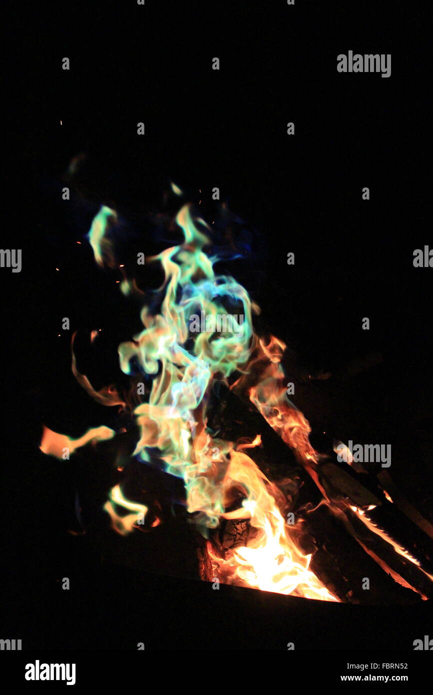Fire with Colorful Flames Stock Photo - Alamy