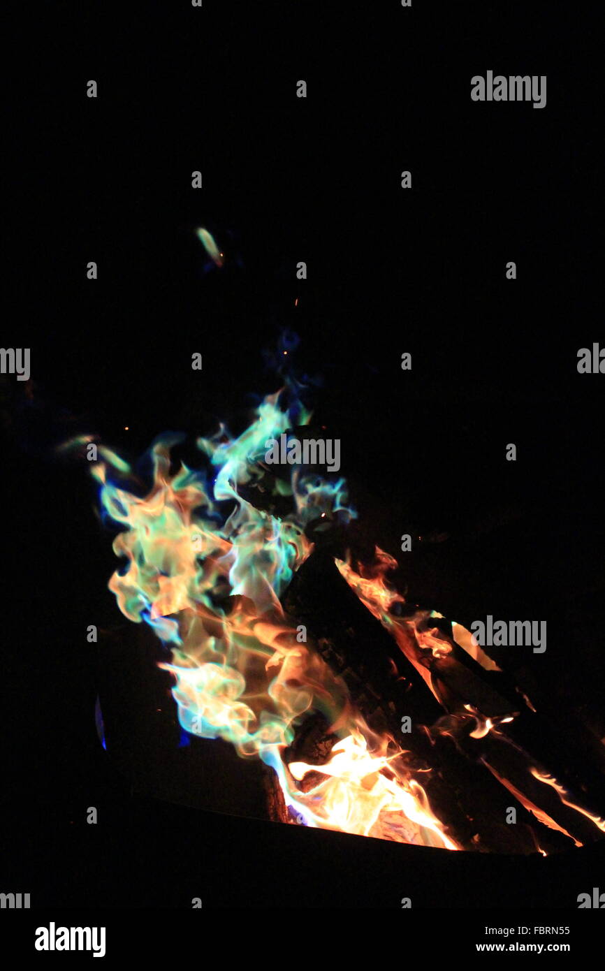 Fire with Colorful Flames Stock Photo - Alamy