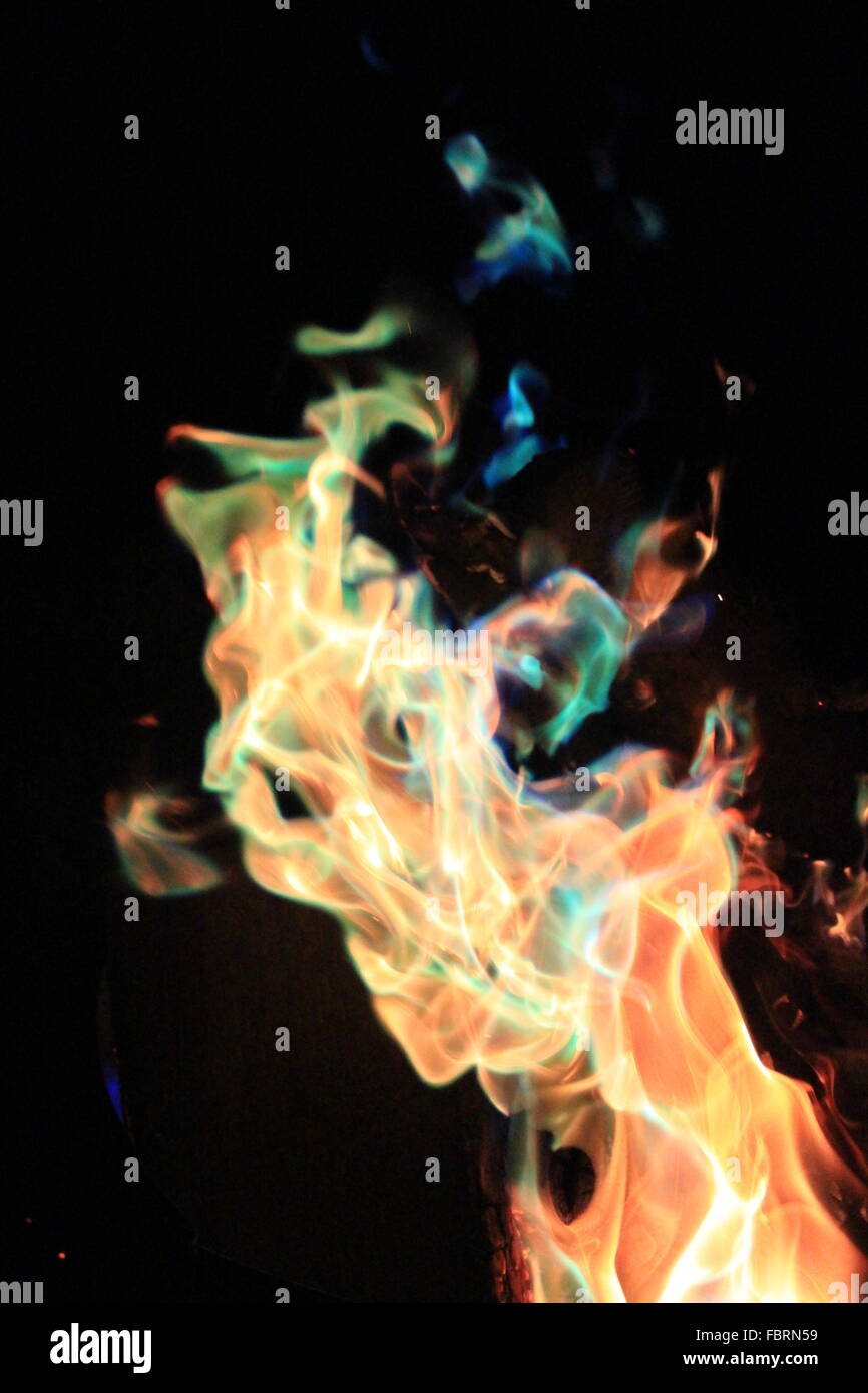 Fire with Colorful Flames Stock Photo - Alamy