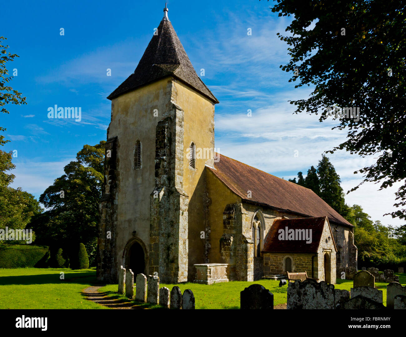 The medieval St George's Church in Trotton West Sussex England UK a ...