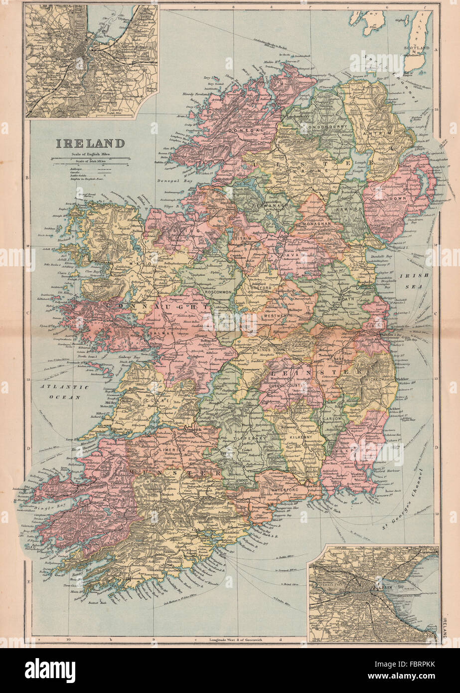 IRELAND. Battles/dates Dublin Belfast environs Counties Railways. BACON ...