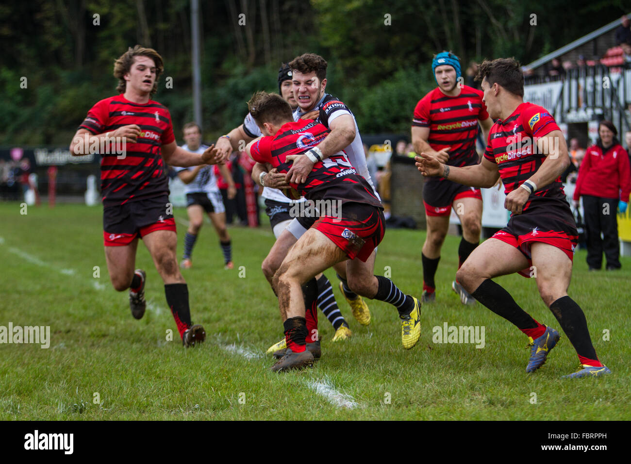 Wales, United Kingdom. October 10 2015. Pontypridd RFC play Aberavon ...