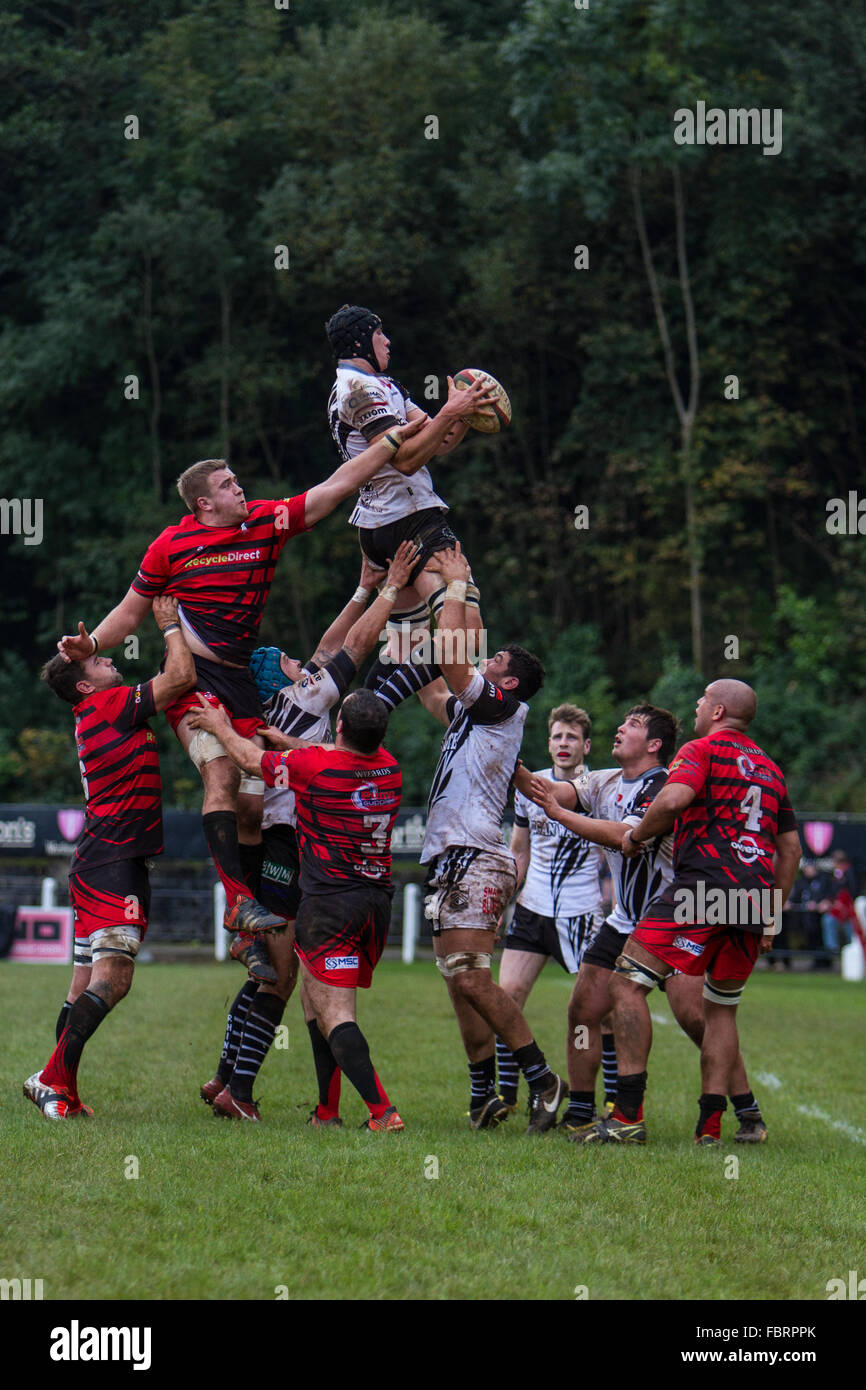 Wales, United Kingdom. October 10 2015. Pontypridd RFC play Aberavon ...