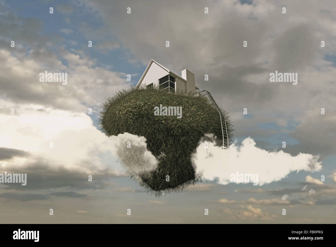 flying house caught in the sky Stock Photo - Alamy