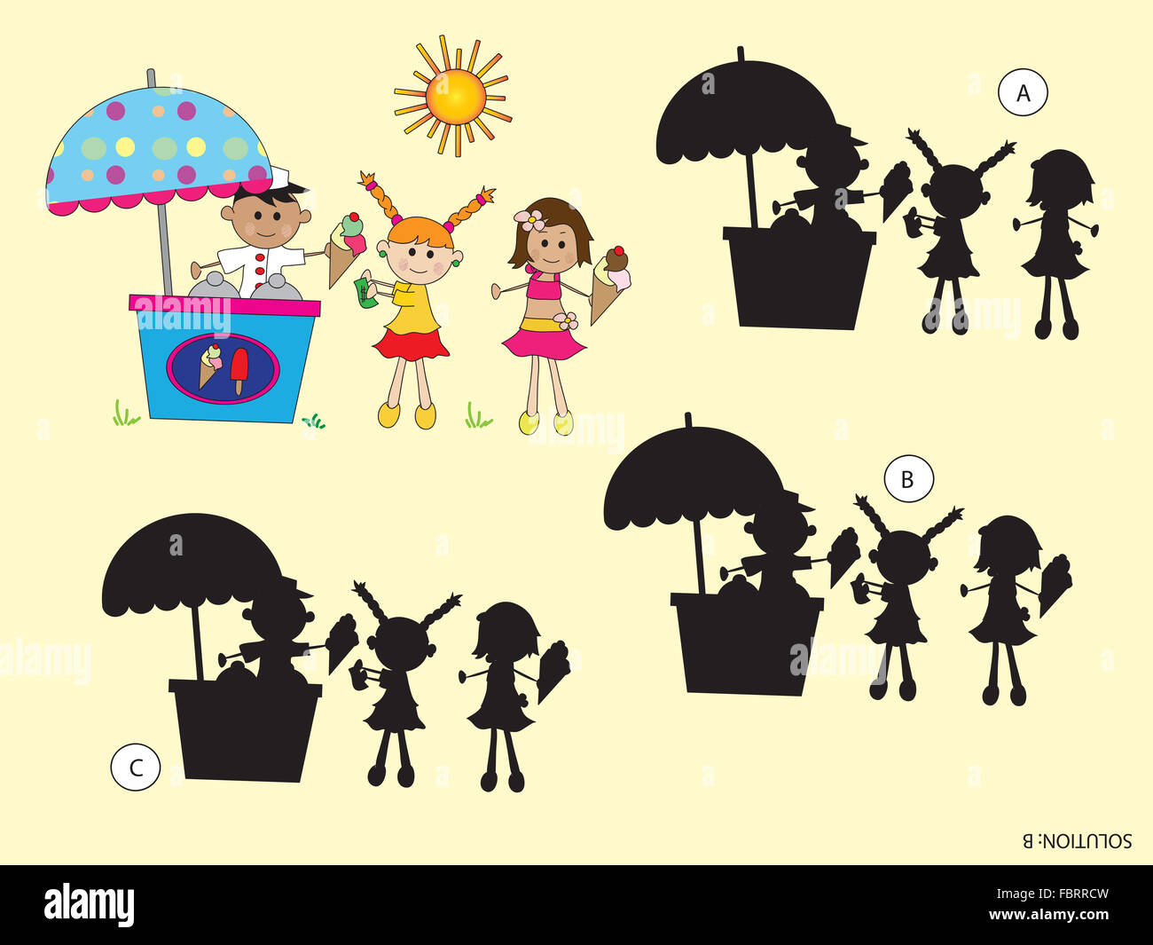 Game for children: find the exact shade Stock Photo - Alamy