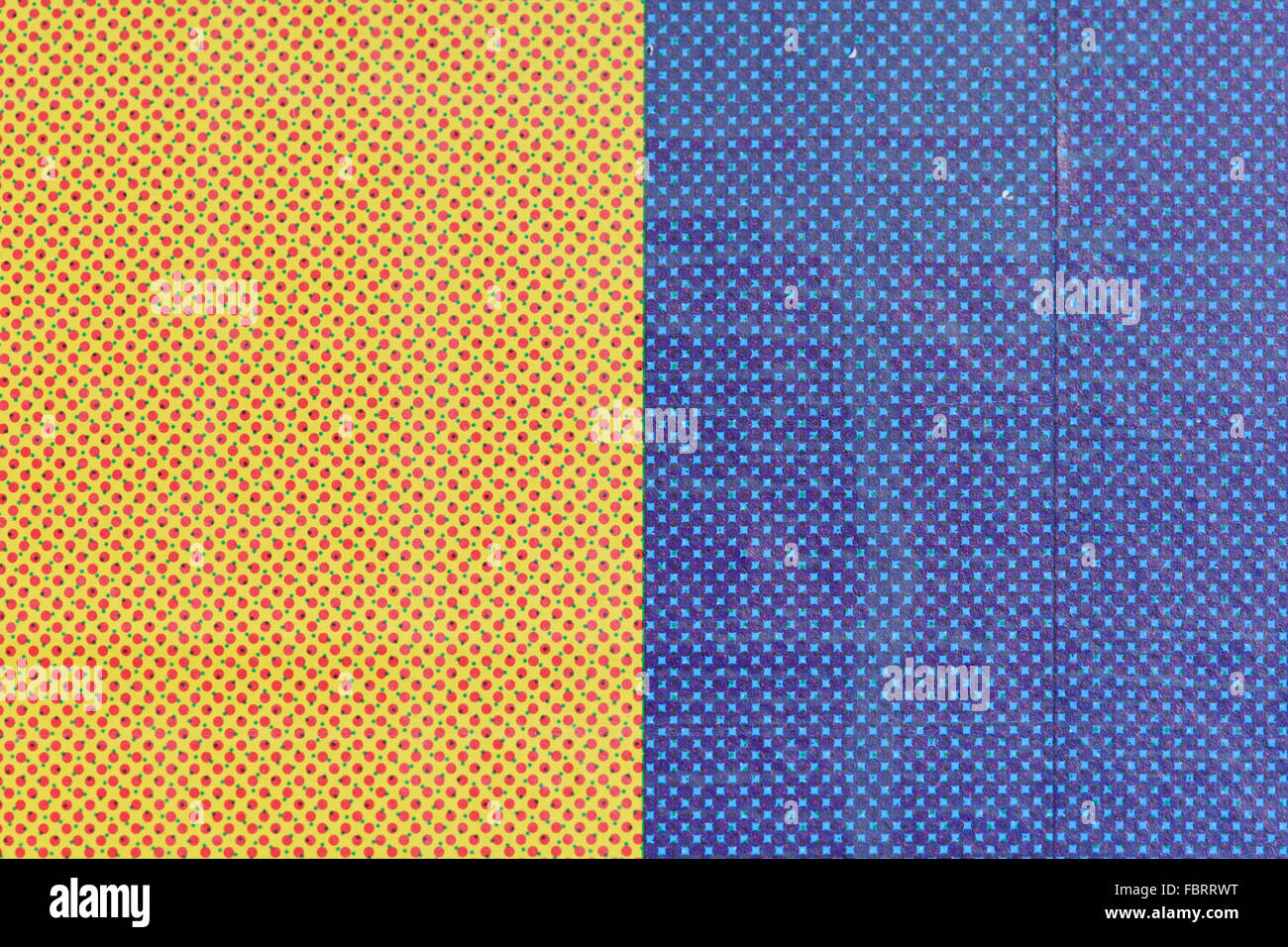 Blue and yellow poster pattern with red dots Stock Photo - Alamy