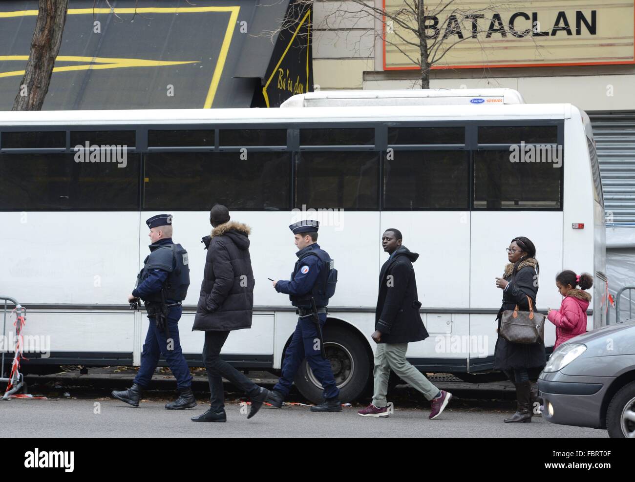 Police-officers guarding the concerthall Bataclan in Paris in Paris ...