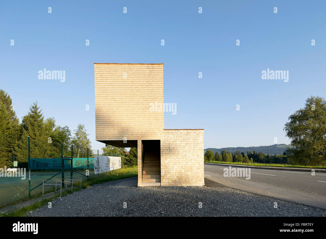 Side elevation of cubic structure. Bus Stop Kressbad by Sami Rintala ...