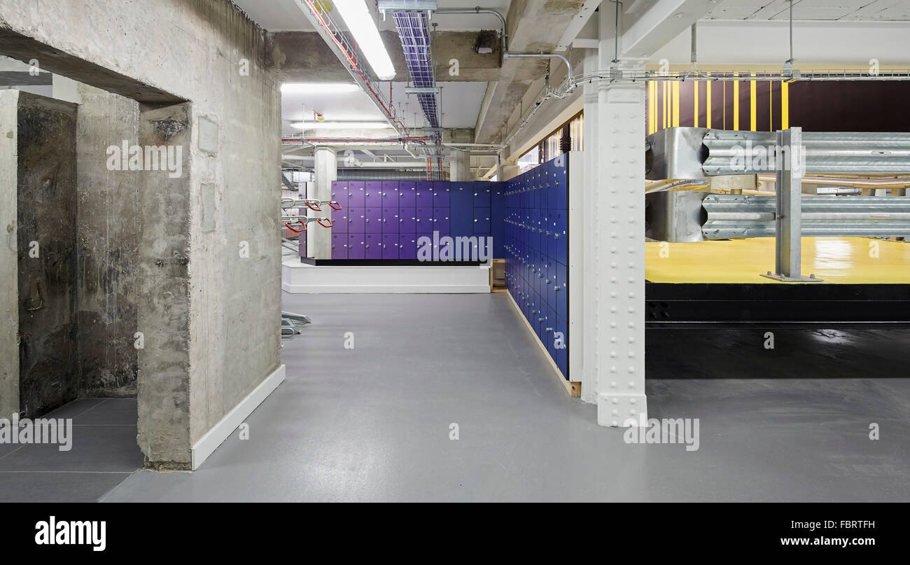 Basement area with lockers and cycle ramp. The Alphabeta Building ...