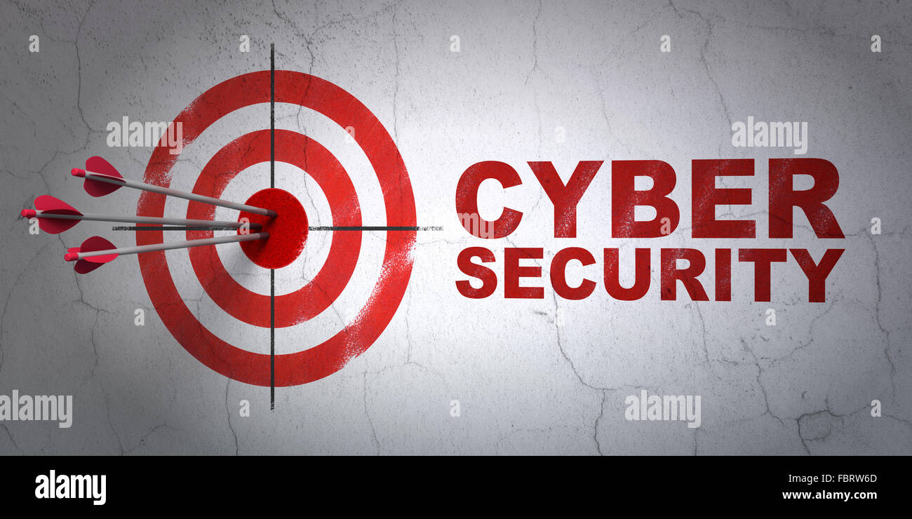 Privacy concept: target and Cyber Security on wall background Stock ...