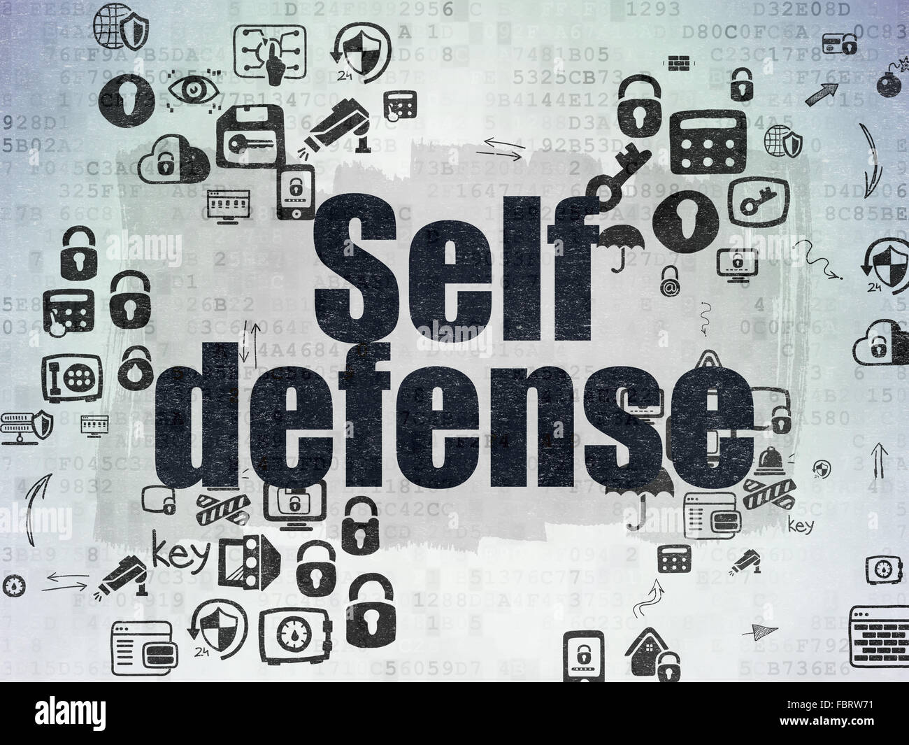 Protection concept: Self Defense on Digital Paper background Stock ...