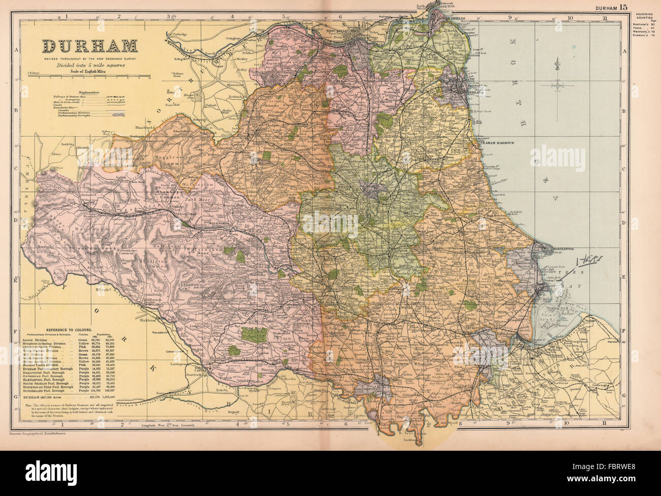 DURHAM. Showing Parliamentary divisions, boroughs & parks. BACON, 1901 ...
