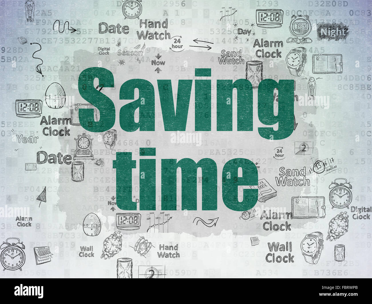 Timeline concept: Saving Time on Digital Paper background Stock Photo ...