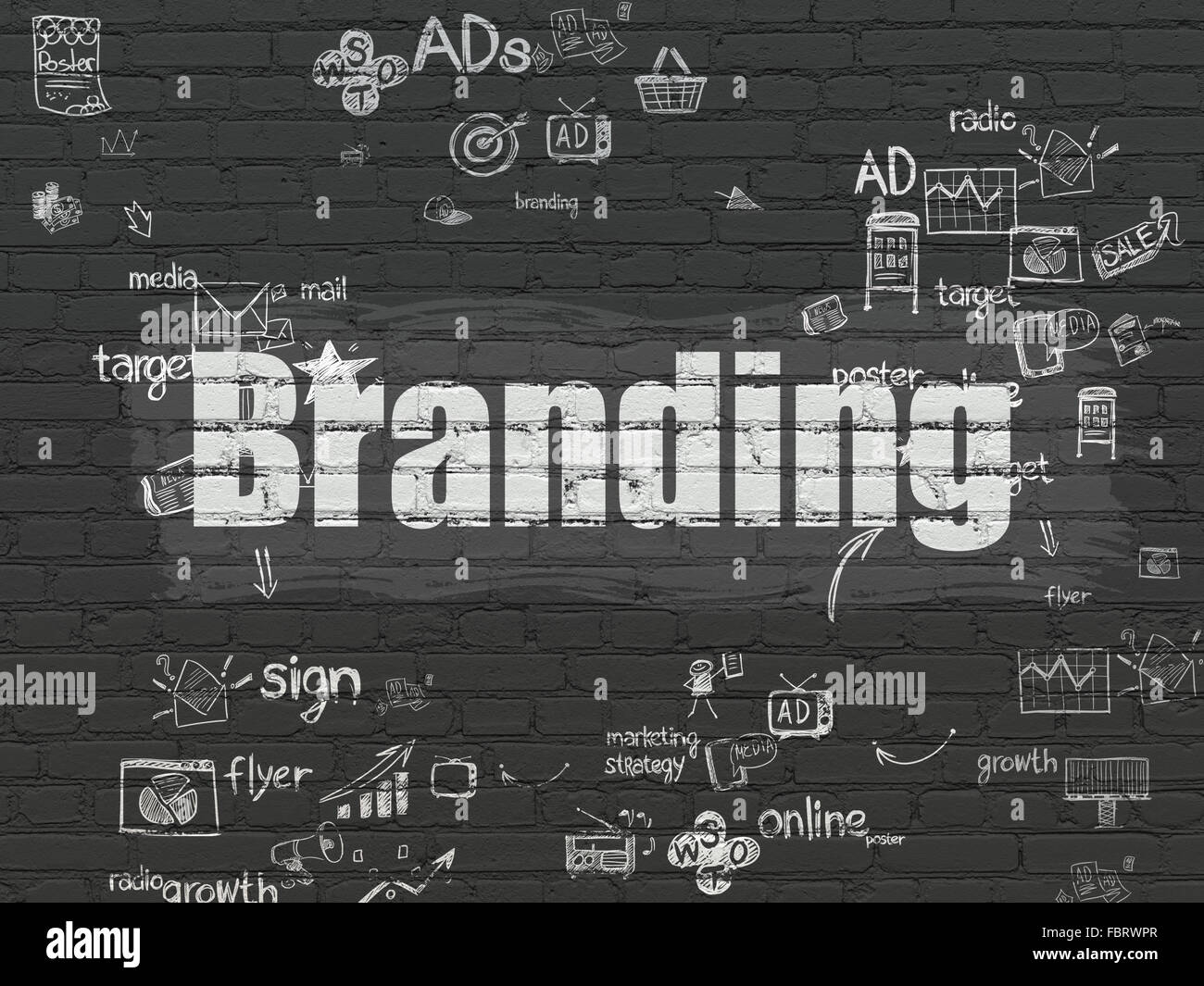 Marketing concept: Branding on wall background Stock Photo - Alamy