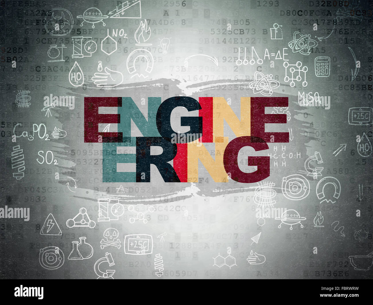 Science concept: Painted multicolor text Engineering on Digital Paper ...