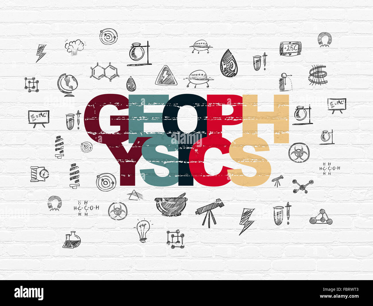 Science concept: Geophysics on wall background Stock Photo - Alamy