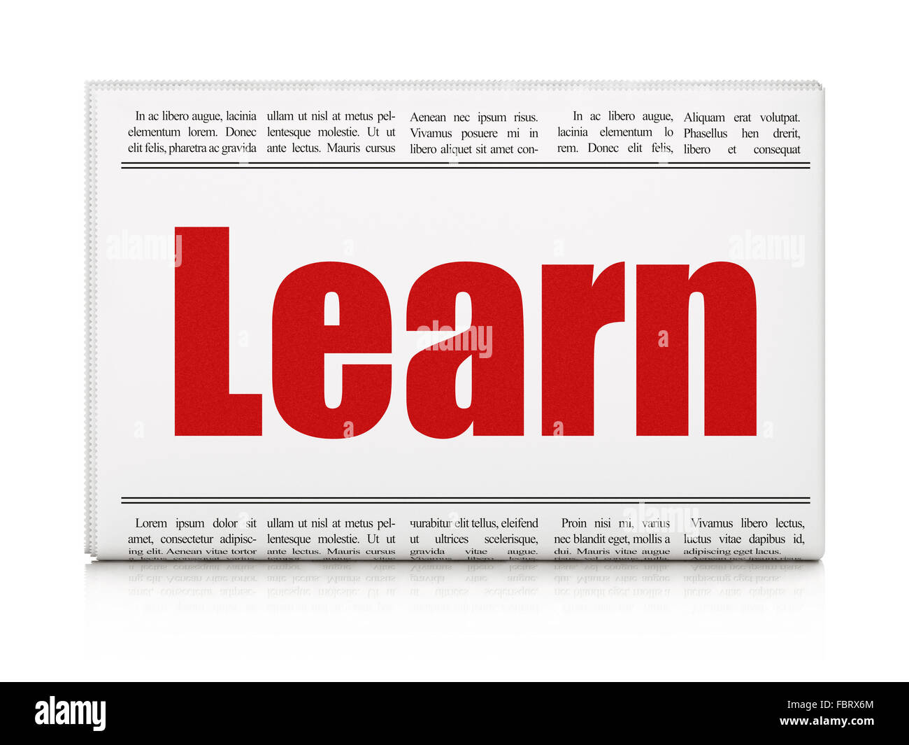Studying concept: newspaper headline Learn Stock Photo - Alamy