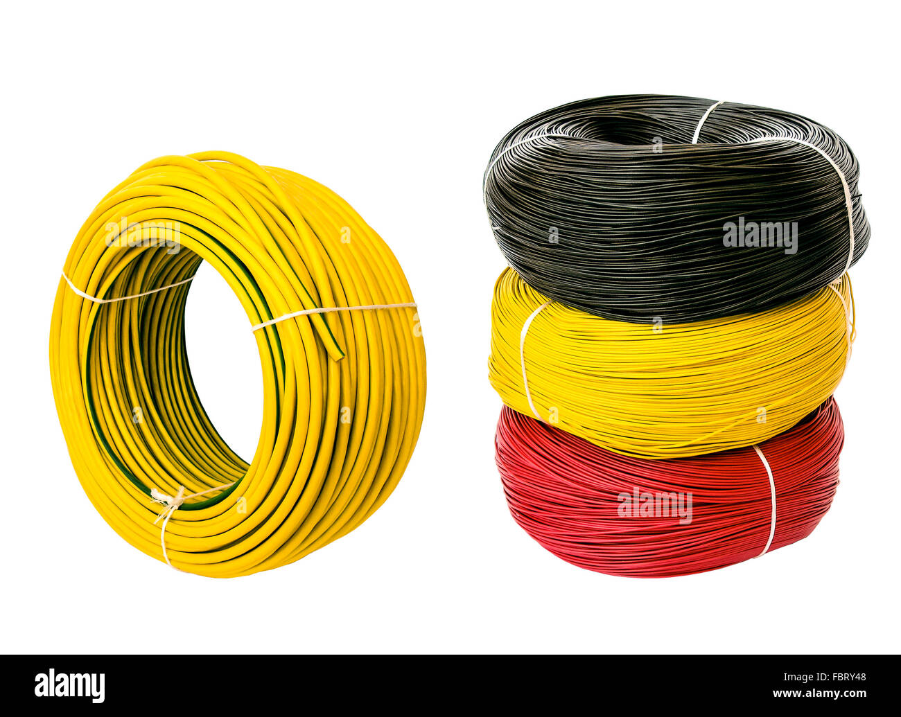 set colored electric cable on white background, isolated Stock Photo ...