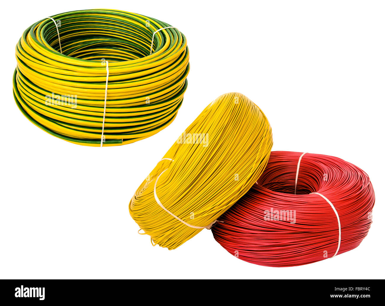 set colored electric cable on white background, isolated Stock Photo ...