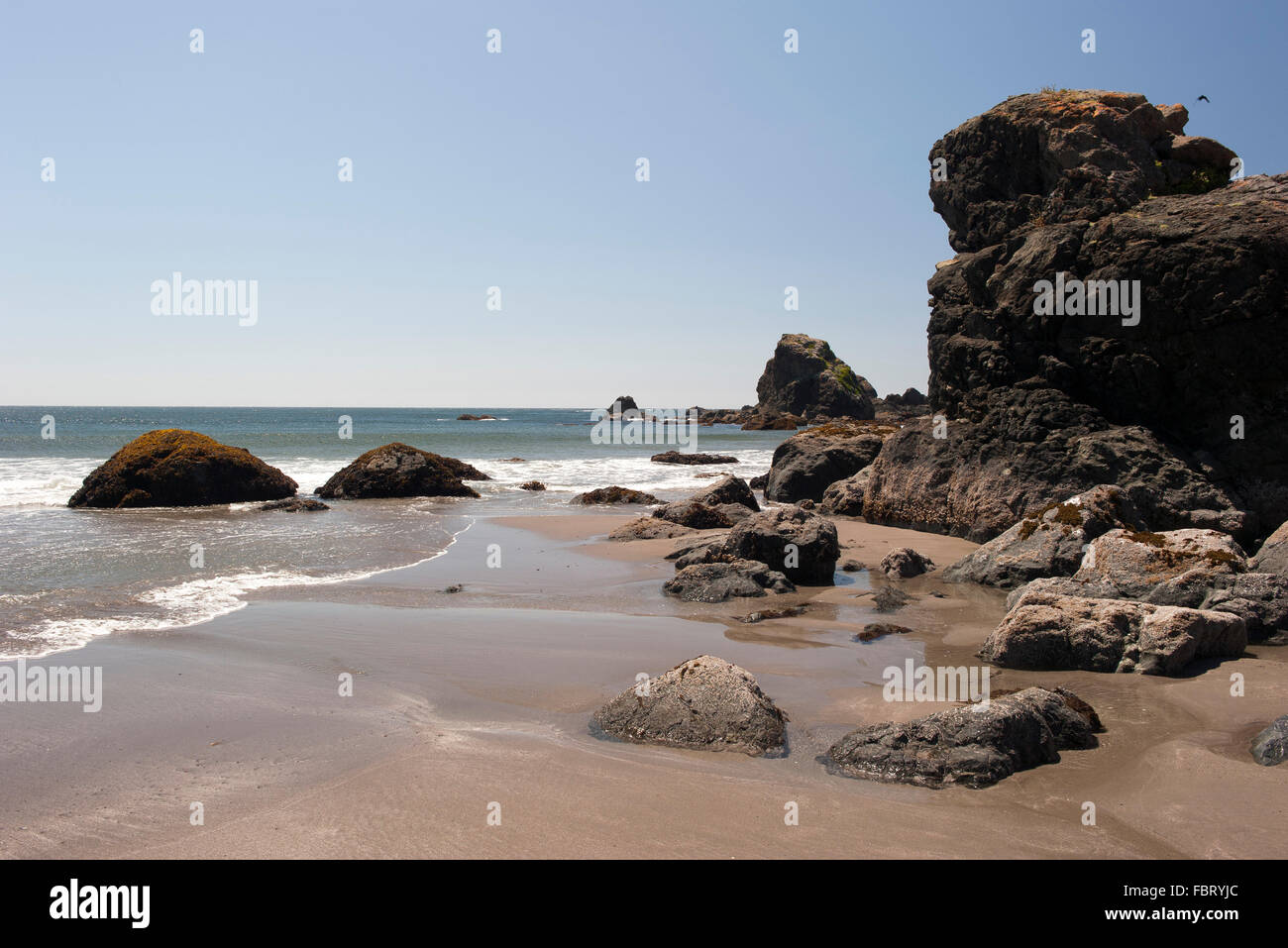 Beach with rock formations, Oregon, USA Stock Photo - Alamy