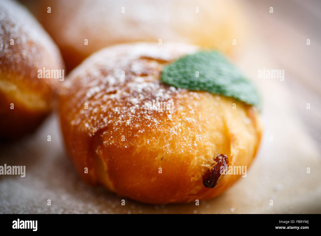 fried donuts with quince inside Stock Photo - Alamy