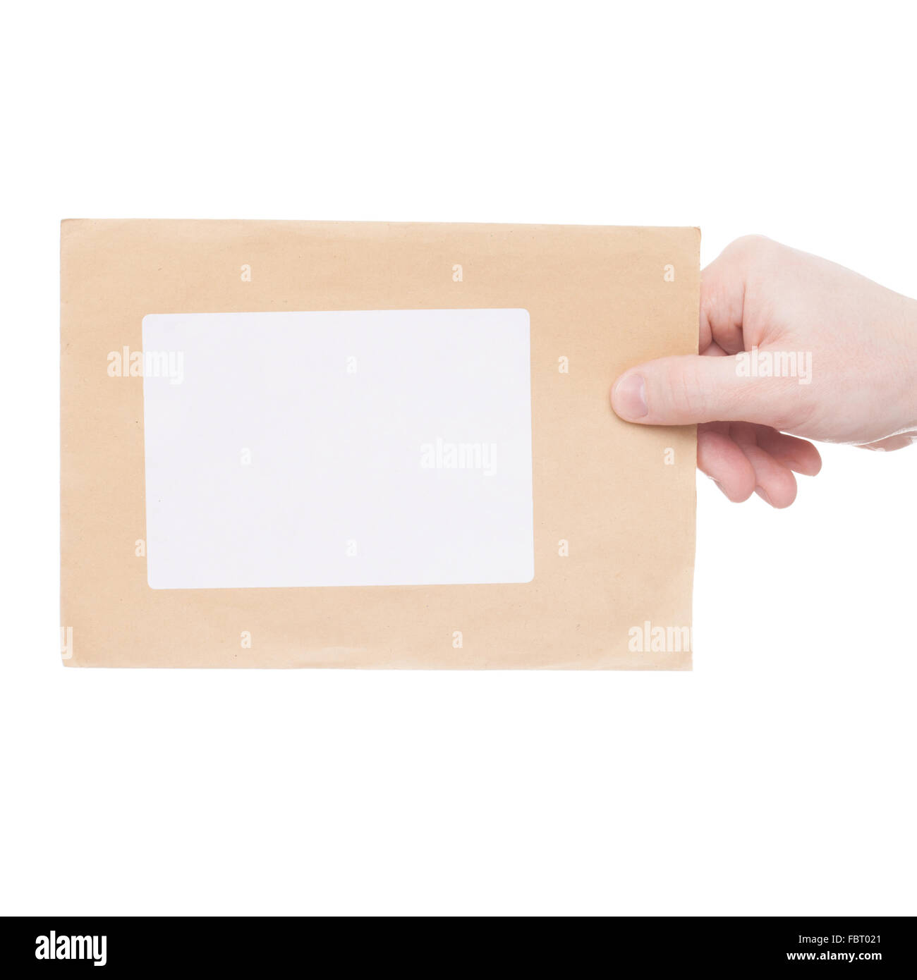 Concept of delivering a letter to recipient (only one hand and parcel ...