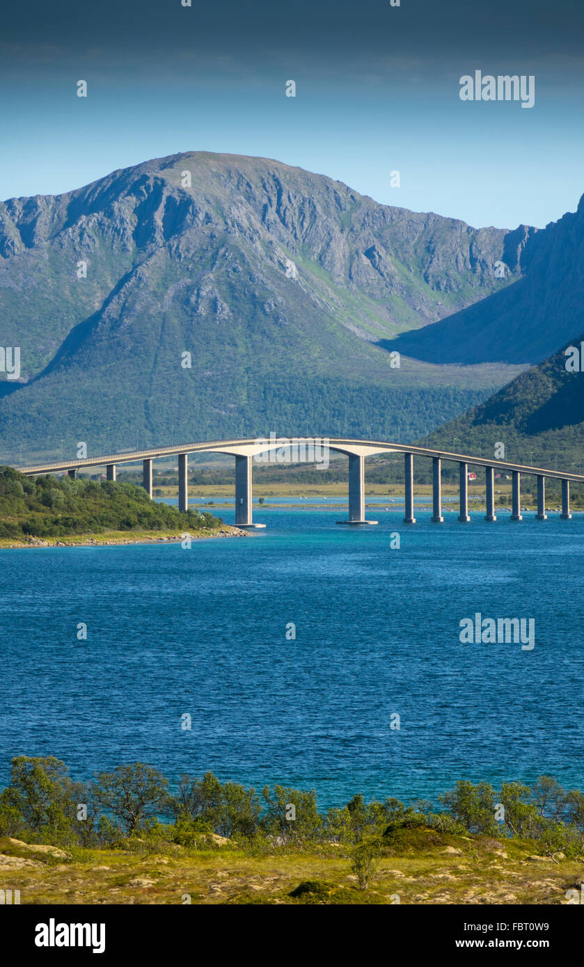 Bridge across Risøysundet between Andøy and Hinnøya, Lofoten Islands ...